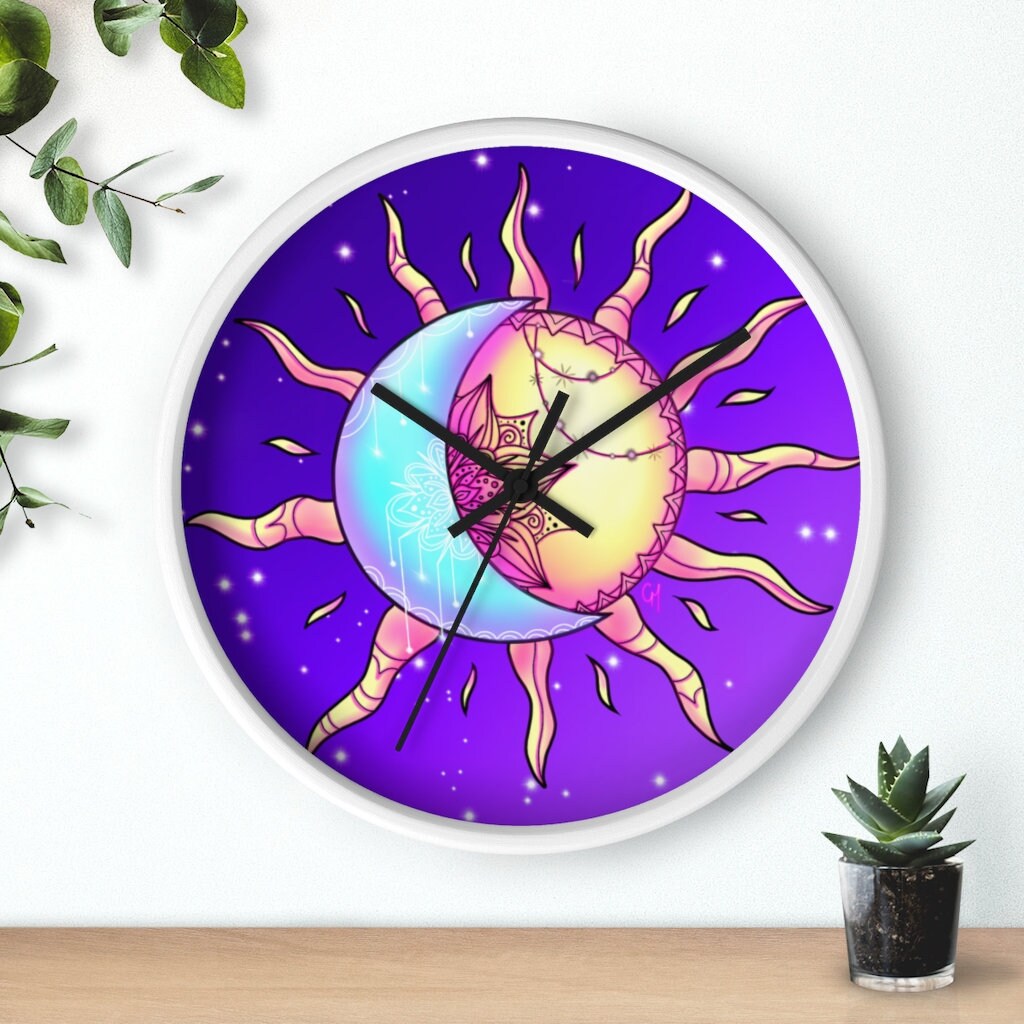 Sun and Moon Wall Clock Sun and Moon Clock Wall Clock Sun | Etsy