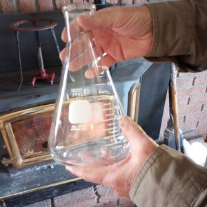 Vintage Wrought Iron Chemistry Tripod Ringstand/1000ml Erlenmeyer Flask ...