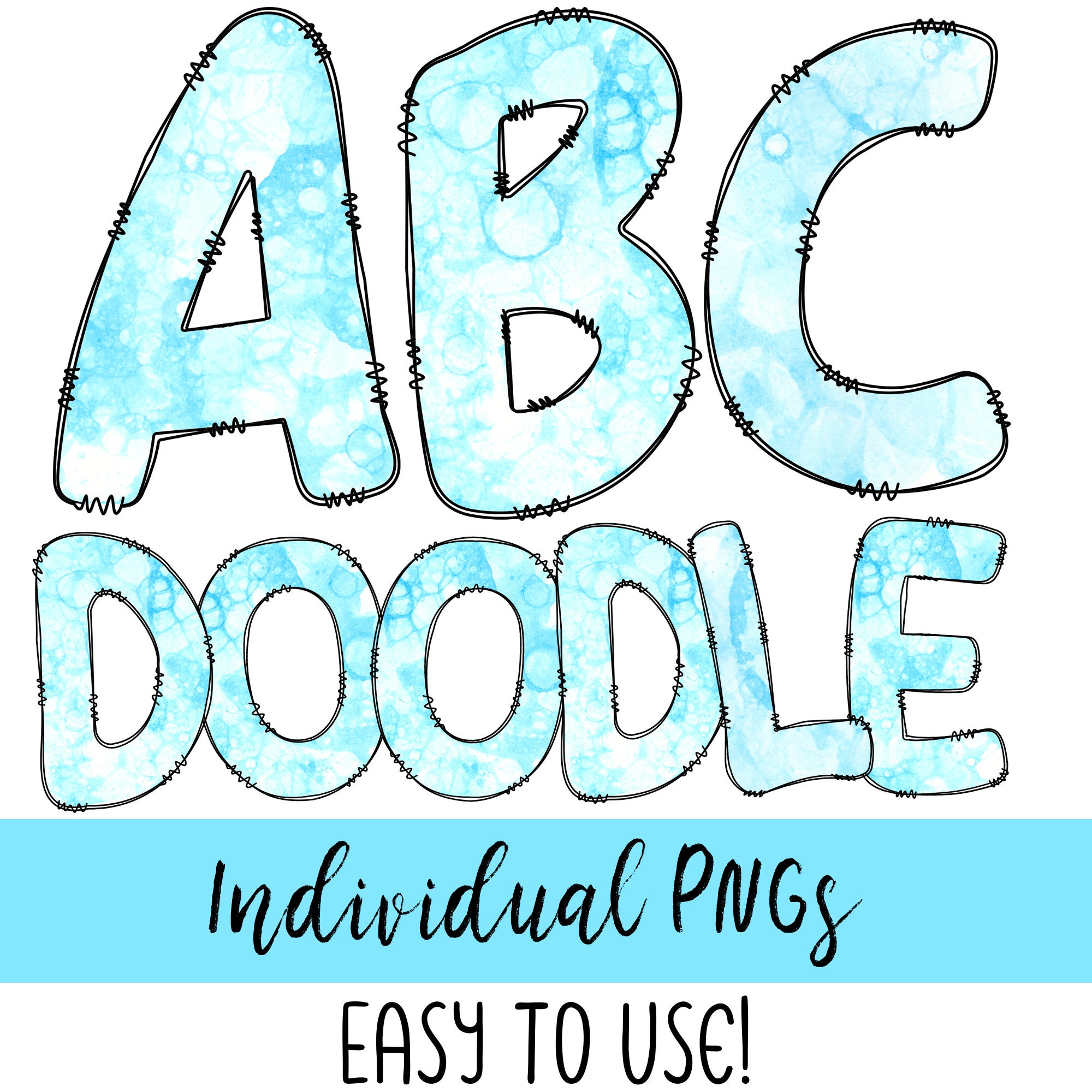Blue Bubble Alphabet Letters PNG, Watercolor Bubbles Sublimation Alpha ...