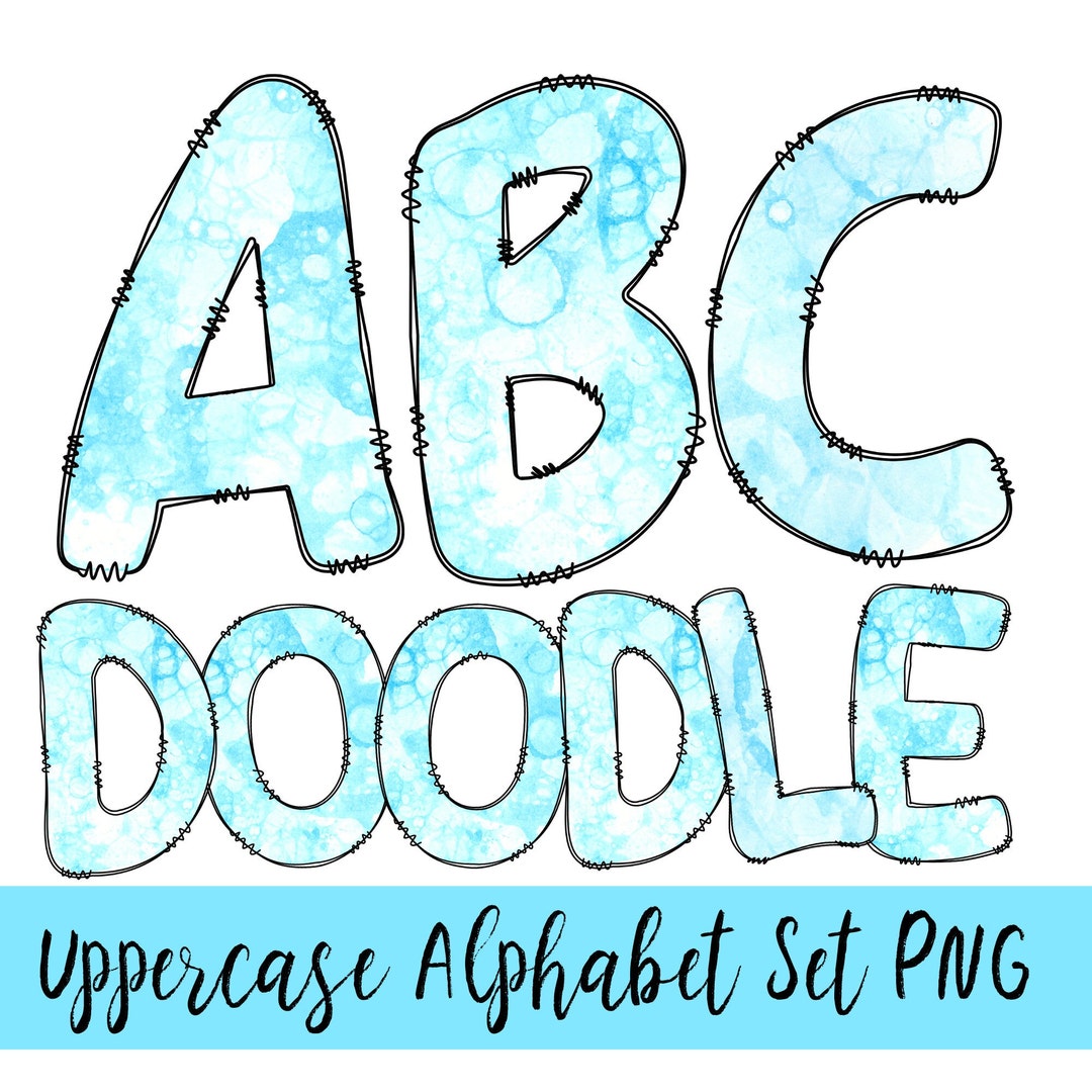 Blue Bubble Alphabet Letters PNG, Watercolor Bubbles Sublimation Alpha ...