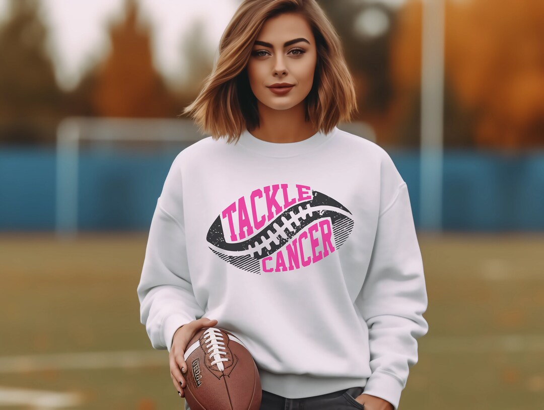 Pink Breast Cancer Awareness Football Crewneck Sweatshirt, Football ...