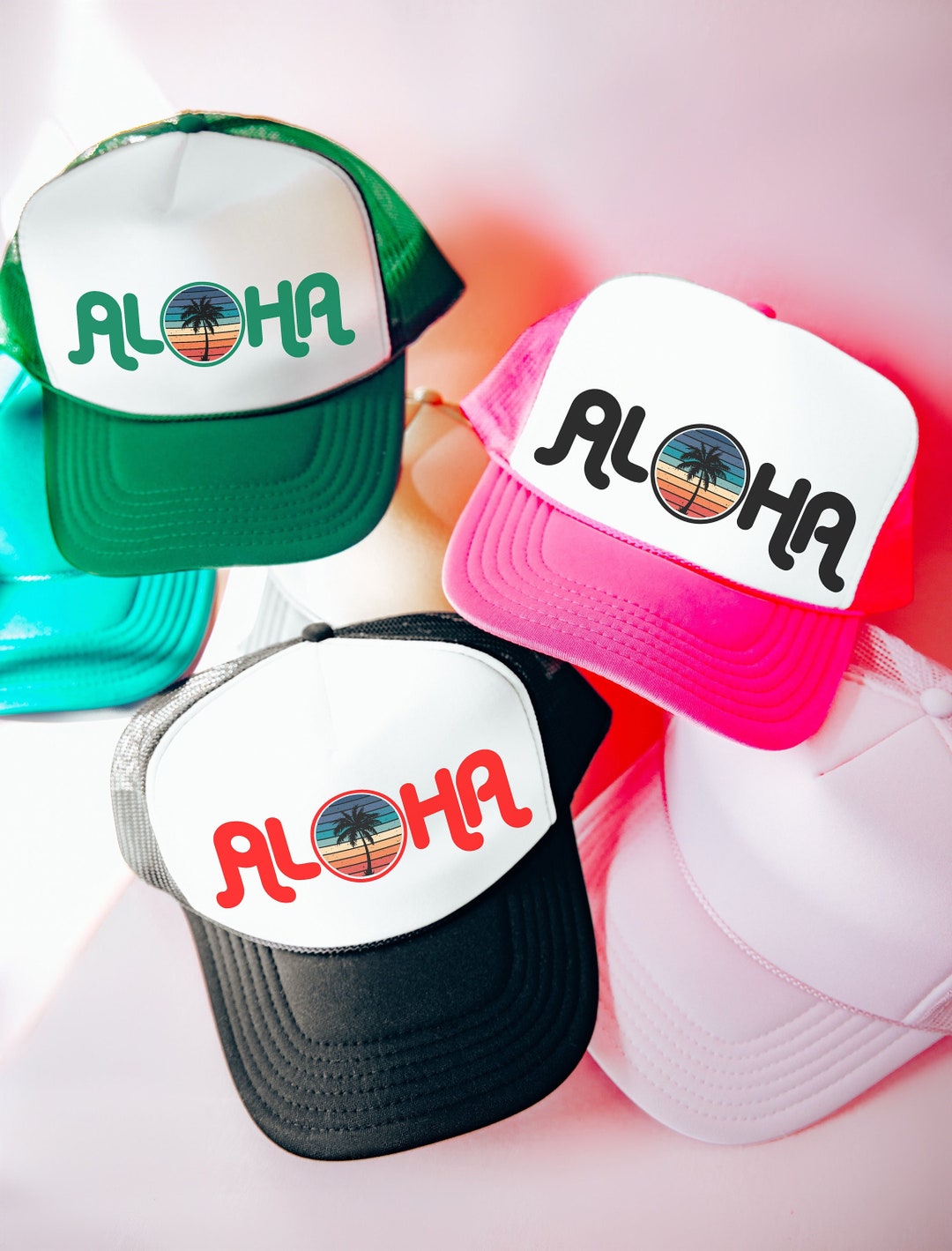 ALOHA Hawaii Trip Group Trucker Hat, Family Vacation Mesh Foam Hat ...
