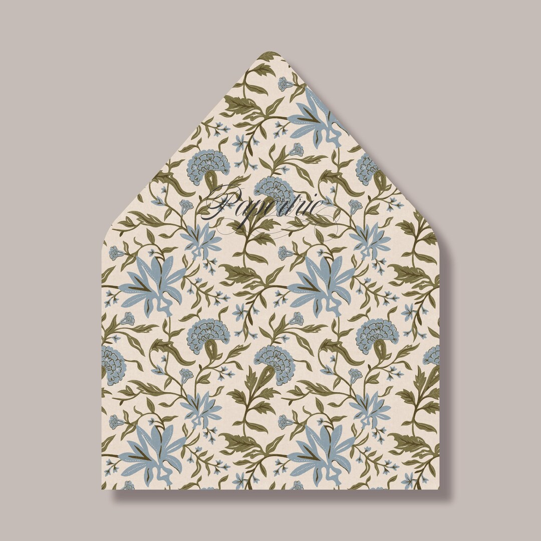 Blue Floral Euro Flap Envelope Liner A7 - Etsy