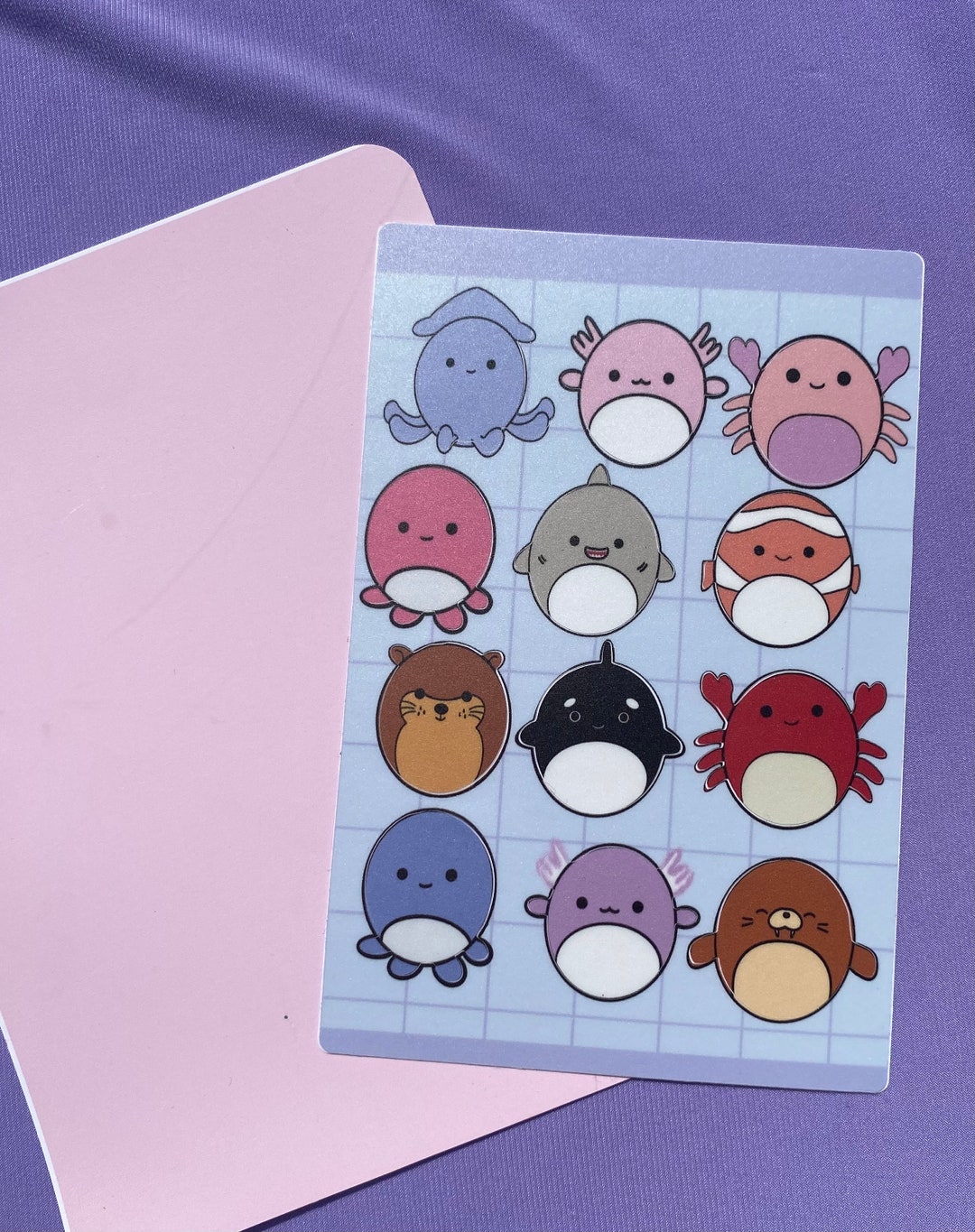 Sea Squishmallow Inspired Stationary Journaling 5x7 Sticker Set ...