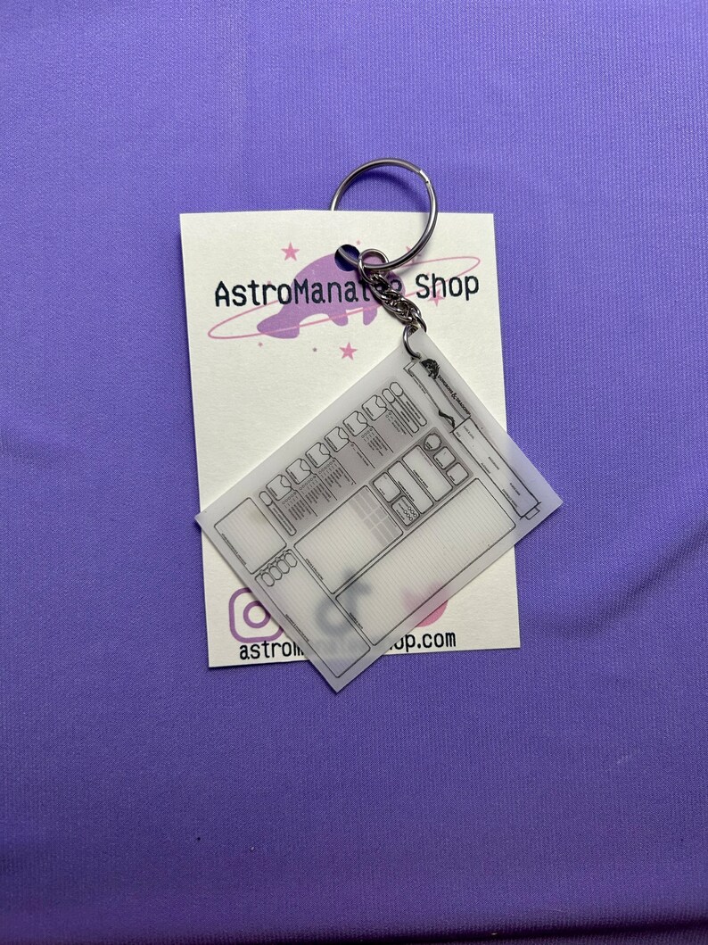 D&D Character Sheet 4” Keychain for Bags, Backpacks, and Shoes ...