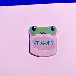 Frogurt Waterproof Sticker 2” // Frog Yogurt Sticker // Cute Frog ...