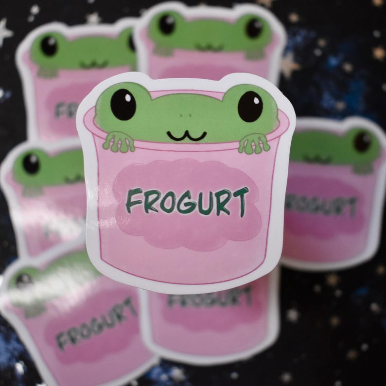 Frogurt Waterproof Sticker 2” // Frog Yogurt Sticker // Cute Frog ...