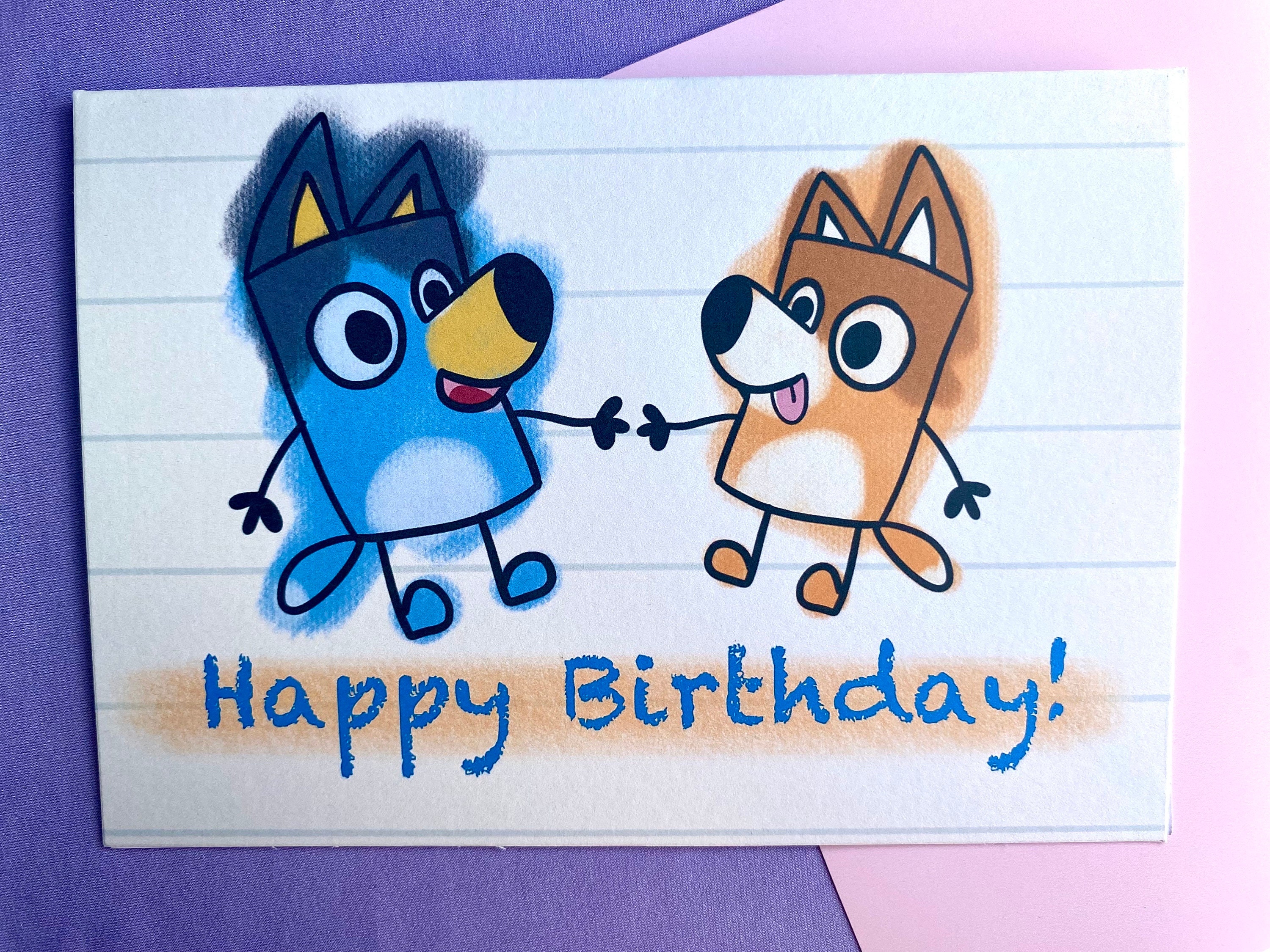 Tarjeta de 'Feliz cumpleaños' de Bluey y Bingo // - Etsy México