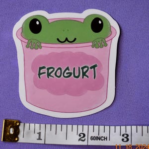 Frogurt Waterproof Sticker 2” // Frog Yogurt Sticker // Cute Frog ...