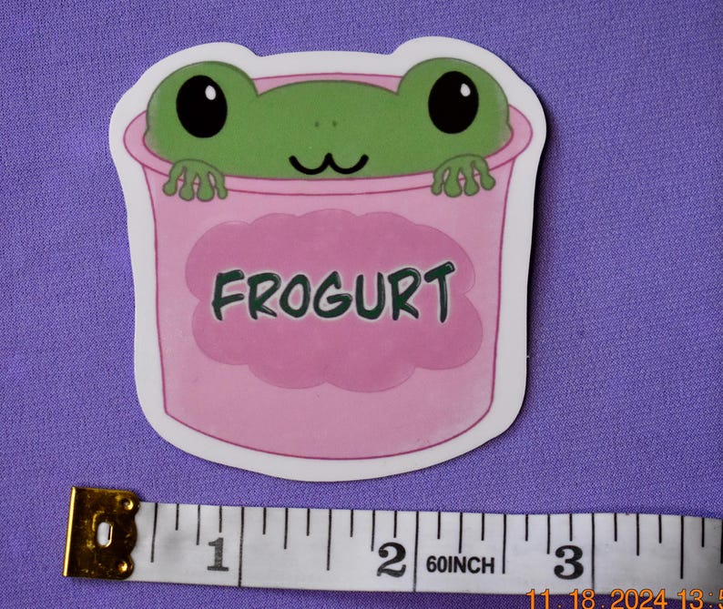 Frogurt Waterproof Sticker 2” // Frog Yogurt Sticker // Cute Frog ...