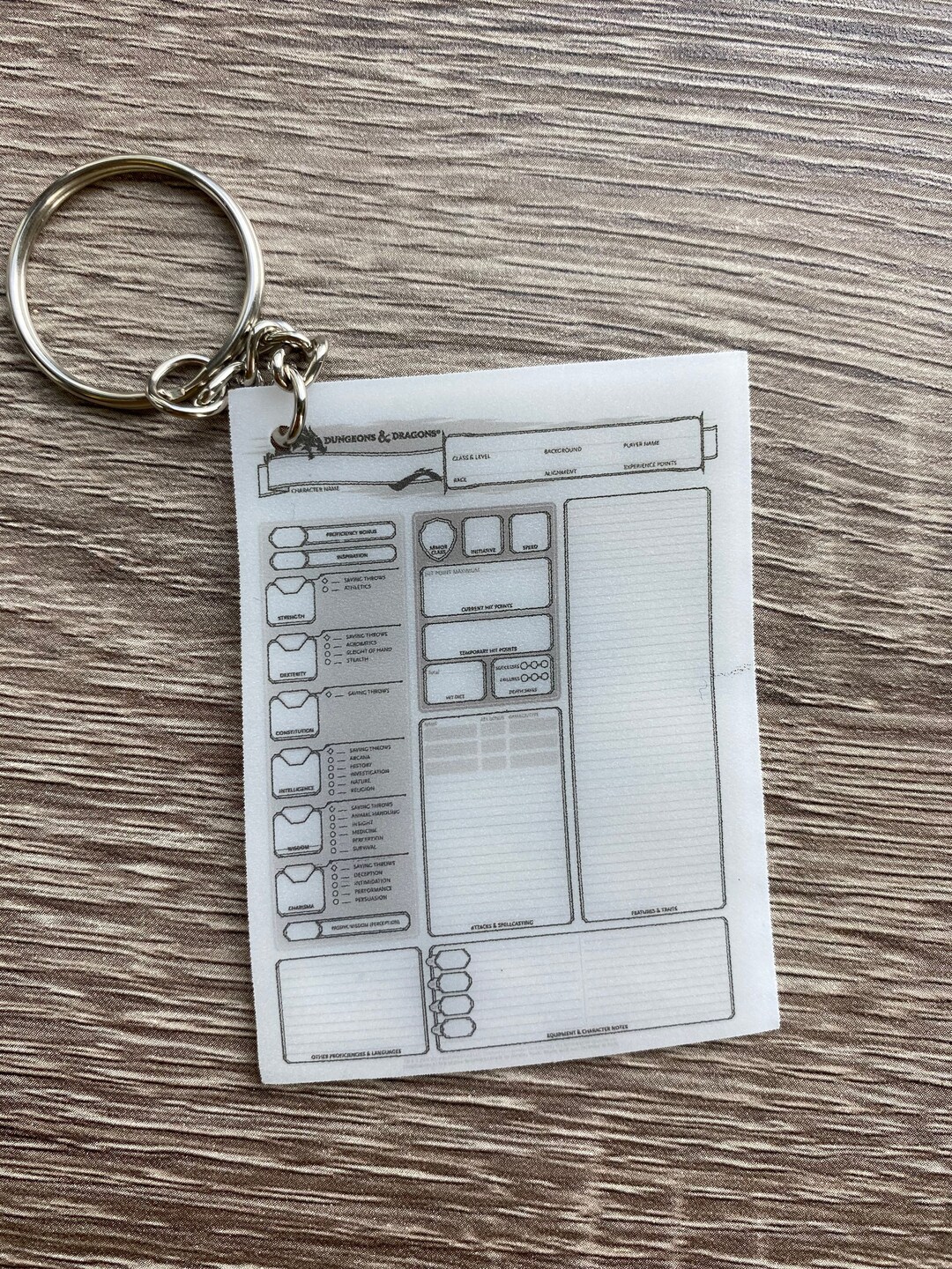 D&D Character Sheet 4” Keychain for Bags, Backpacks, and Shoes ...