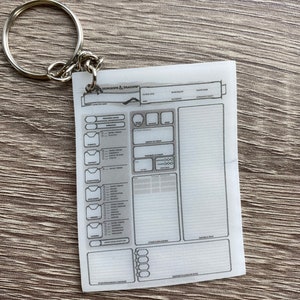 D&D Character Sheet 4” Keychain for Bags, Backpacks, and Shoes ...