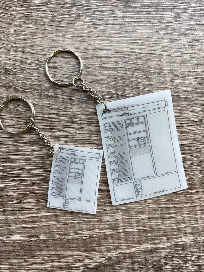 D&D Character Sheet 4 Keychain for Bags Backpacks and Shoes - Etsy