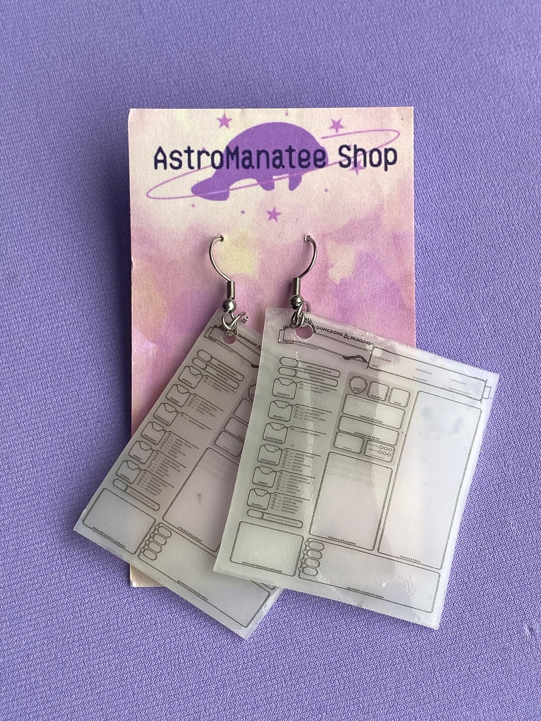 D&D Character Sheet 3.5 Earring // Dungeons and Dragons // Ttrpg Dice ...