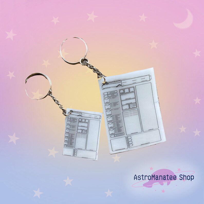 D&D Character Sheet 4 Keychain for Bags Backpacks and Shoes - Etsy