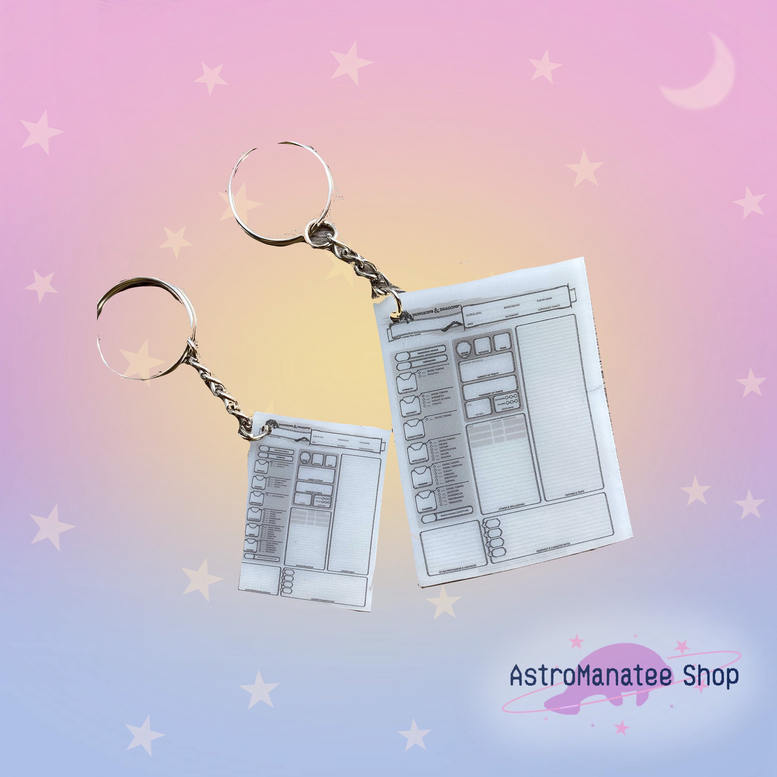 D&D Character Sheet 4 Keychain for Bags Backpacks and Shoes - Etsy