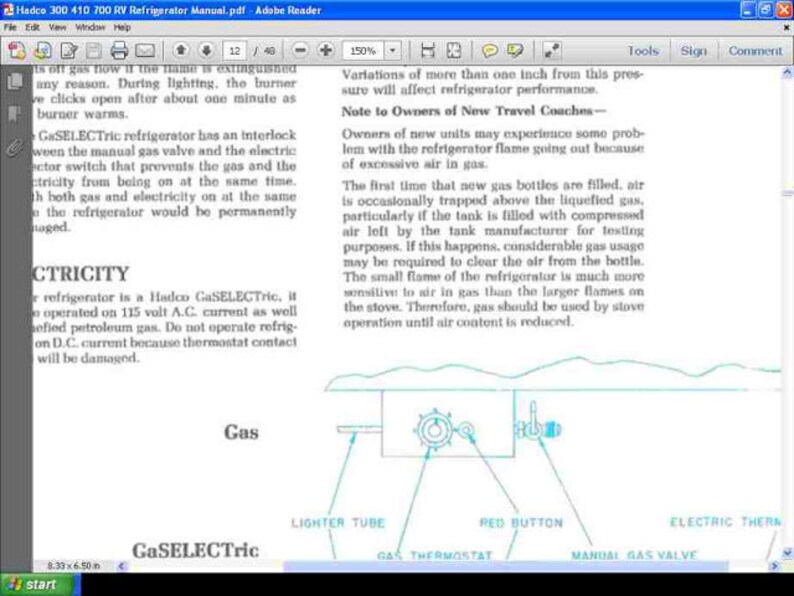 HADCO Motorhome RV Refrigerator Manual - 50 Pages for Camper Trailer ...