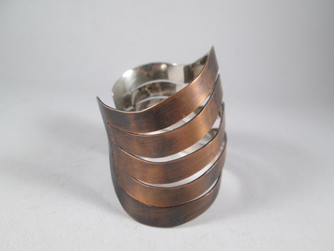 REBAJES "wiggle Wave" Bracelet. Patinated Copper Slats, Curvilinear ...