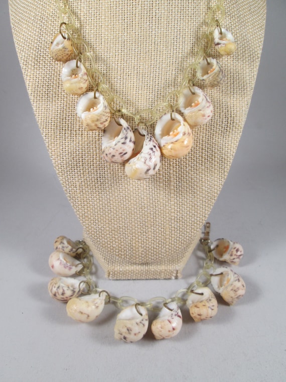 Vintage 1930s CELLULOID Shell Necklace & Bracelet. R… - Gem
