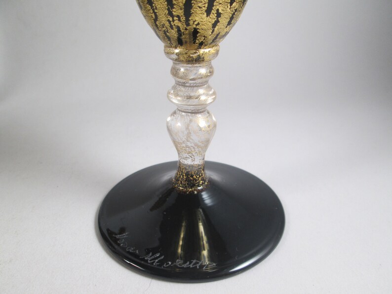 NASON MORETTI Signed Goblets. Five Gold Leaf, Hand Blown Venetian ...