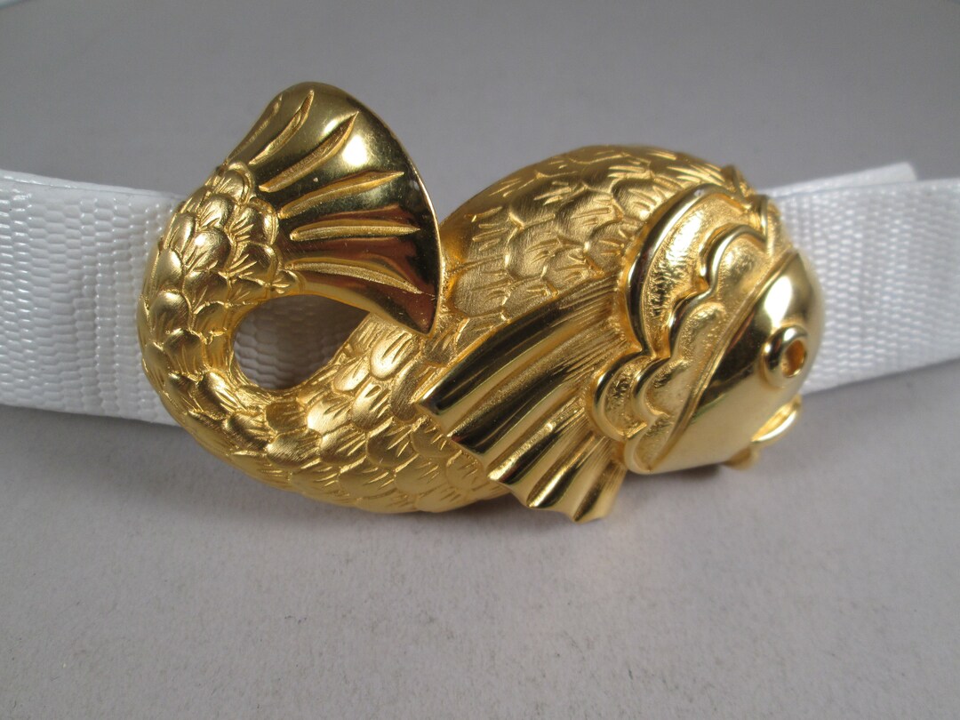 DOREEN RYAN Koi Fish Buckle and Belt. Oversized, Gold Plated, Great ...