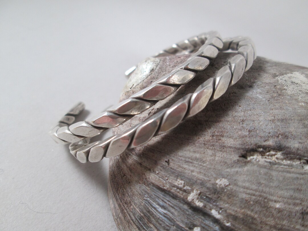 Vintage HMONG or Mien Laos Hill Tribe Heavy Double Cuff STERLING ...