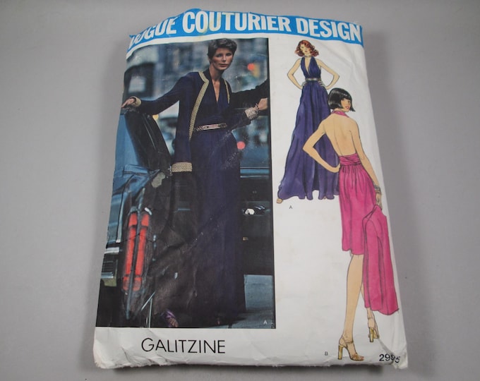 Vintage Vogue Galitzine Evening Dress & Jacket Pattern. Cut and ...