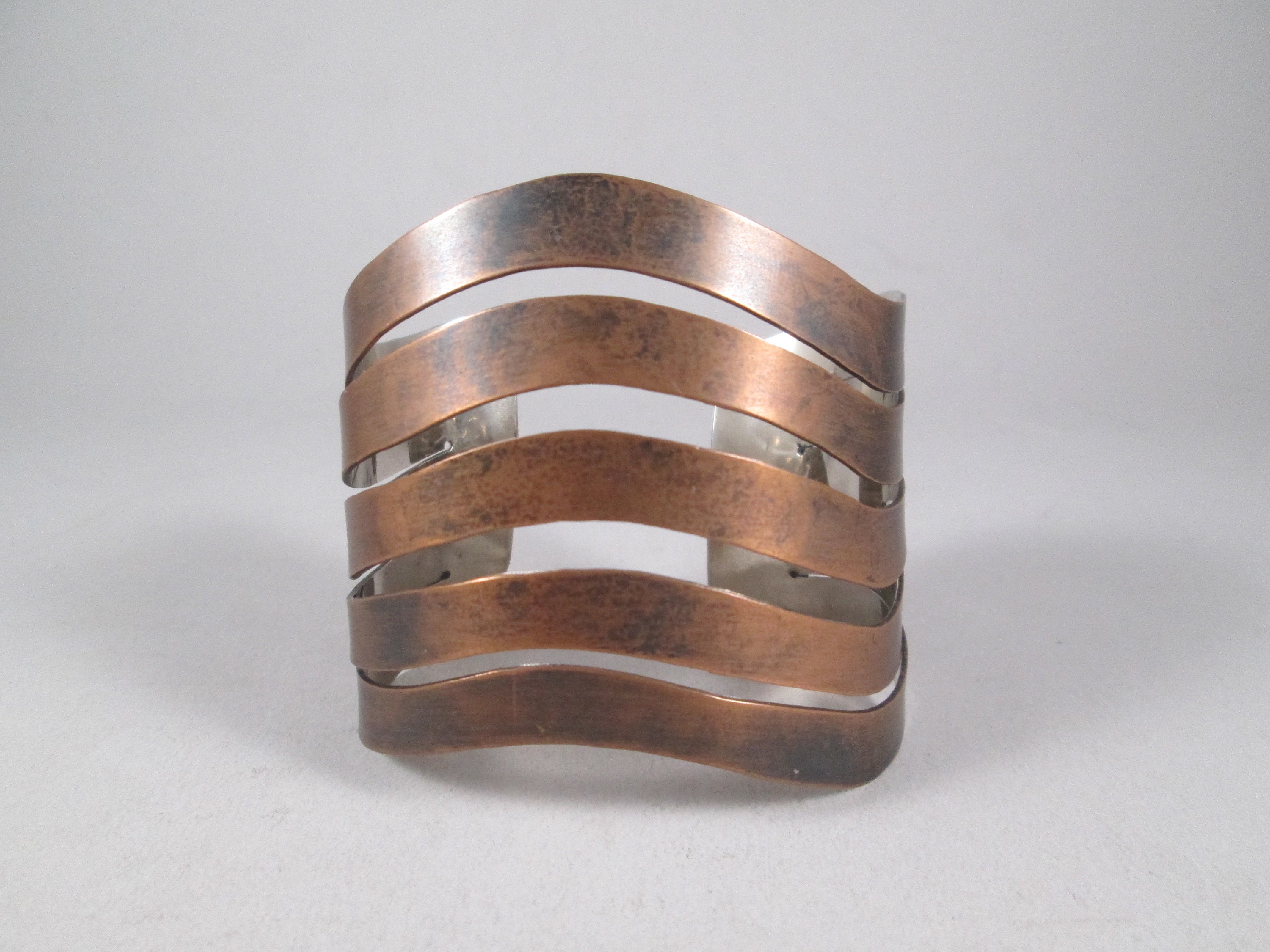 REBAJES "wiggle Wave" Bracelet. Patinated Copper Slats, Curvilinear ...