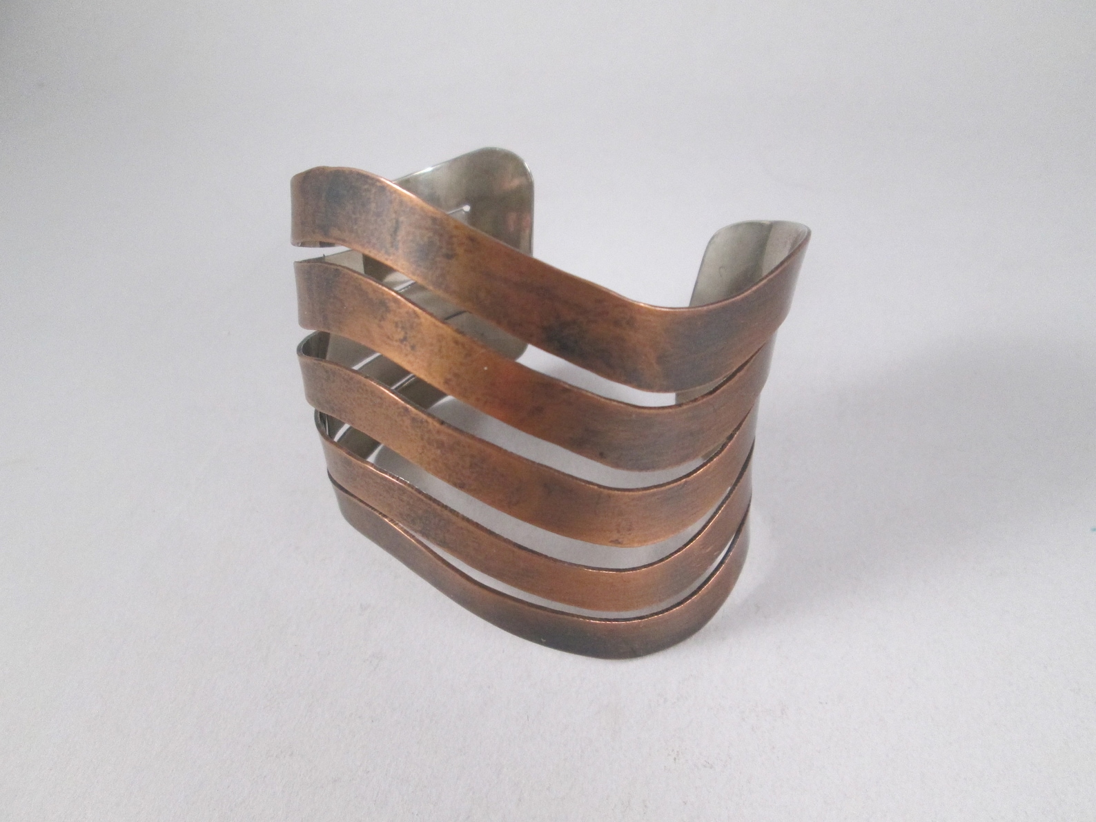 REBAJES "wiggle Wave" Bracelet. Patinated Copper Slats, Curvilinear ...