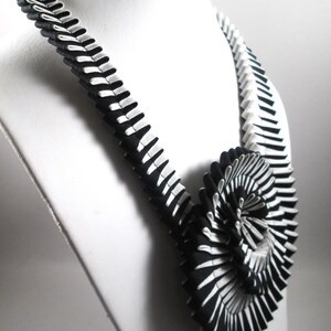 Artisan ART to WEAR Necklace. Bold Black & White Ribbon Pleating ...