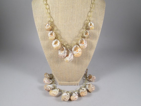 Vintage 1930s CELLULOID Shell Necklace & Bracelet. R… - Gem