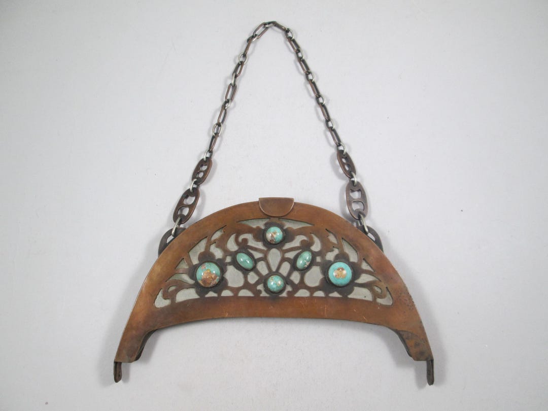 ANTIQUE PURSE FRAME. Jeweled, Glorious Arts & Crafts, Hand Wrought ...