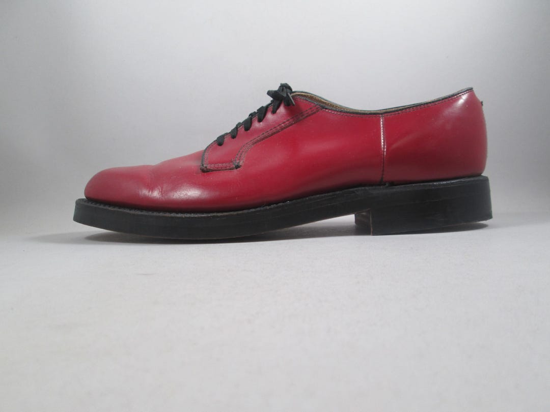 1940s 1950s CROSBY SQUARE Mens Red Lace up Shoes. Insane Apple Color W ...
