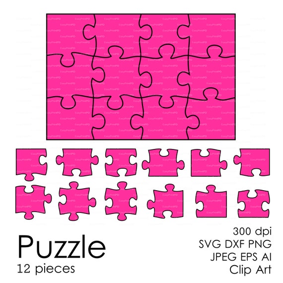Puzzle 12 pieces svg dxf eps ai png Vector Digital Die | Etsy