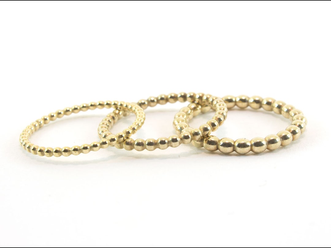 Gold drop ring beaded ring 14k gold ring - Etsy España
