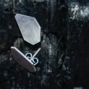 Geometric Silver Stud Earrings, Angular Earrings - Etsy