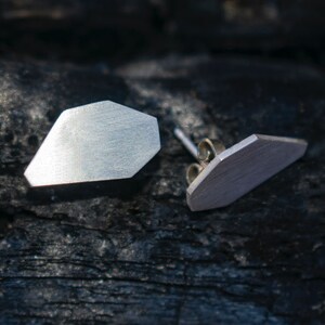 Geometric Silver Stud Earrings, Angular Earrings - Etsy
