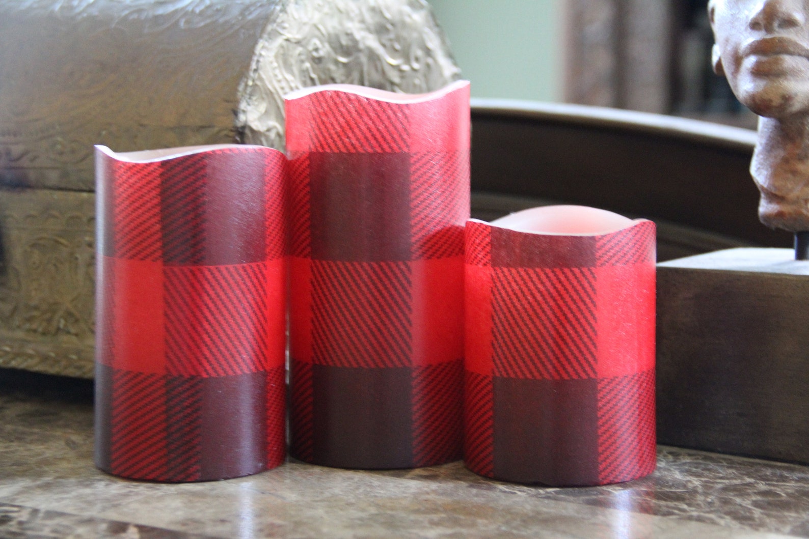 Flameless Check LED Pillar Candles 3 Flameless LED Check - Etsy