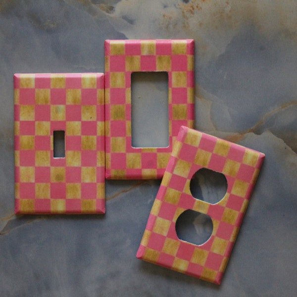 Pink Checkered Plates - Etsy