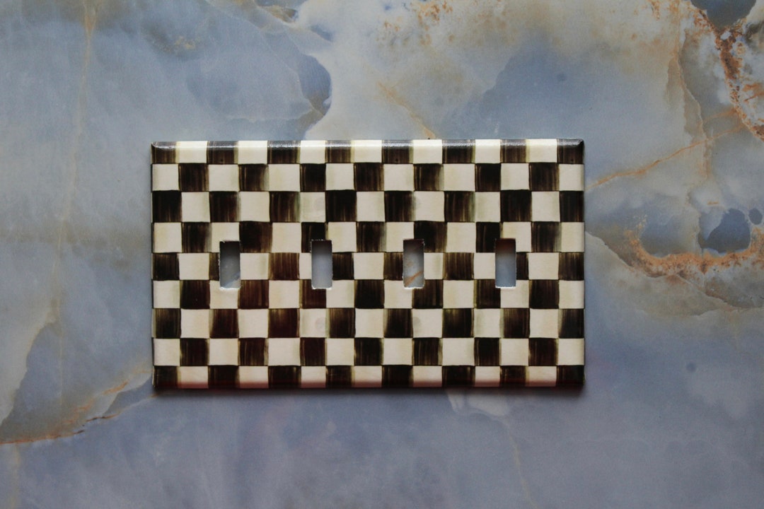Black and White Checkered Switch Plate Cover - Quad Gang Toggle - Etsy