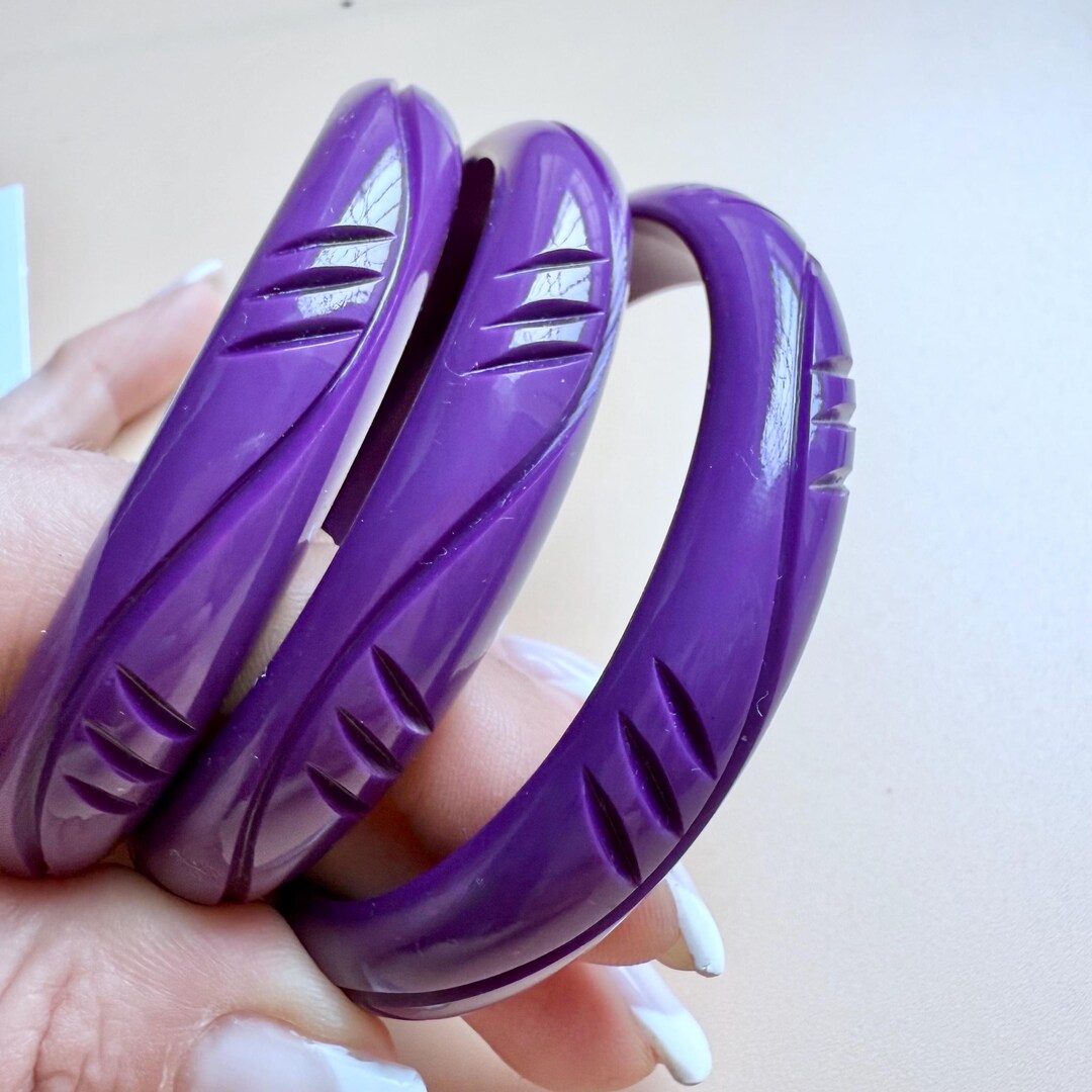 Purple Waves Bakelite Style Bangle, Vintage Inspired Resin Bracelet ...