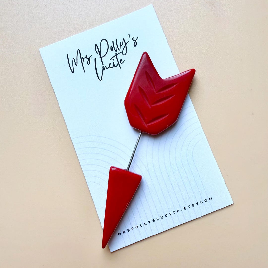 Red Arrow Fakelite Brooch Stick Pin - Bakelite Style Retro Resin ...
