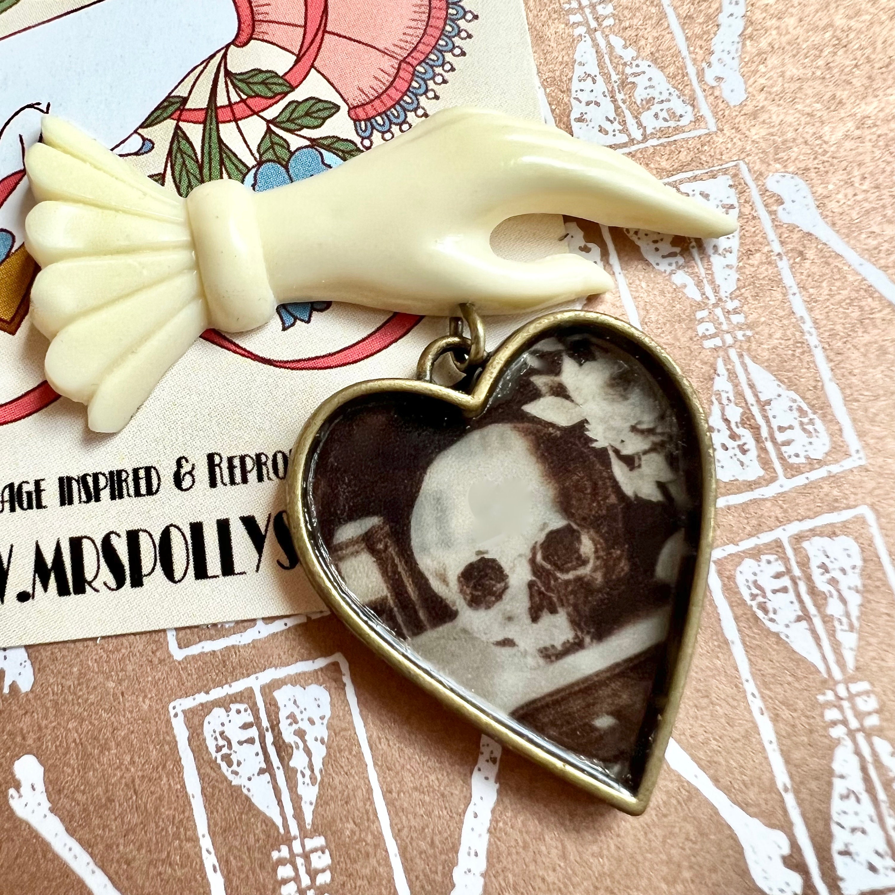 Memento Mori Victorian Mourning Hand Brooch Jet Bakelite - Etsy