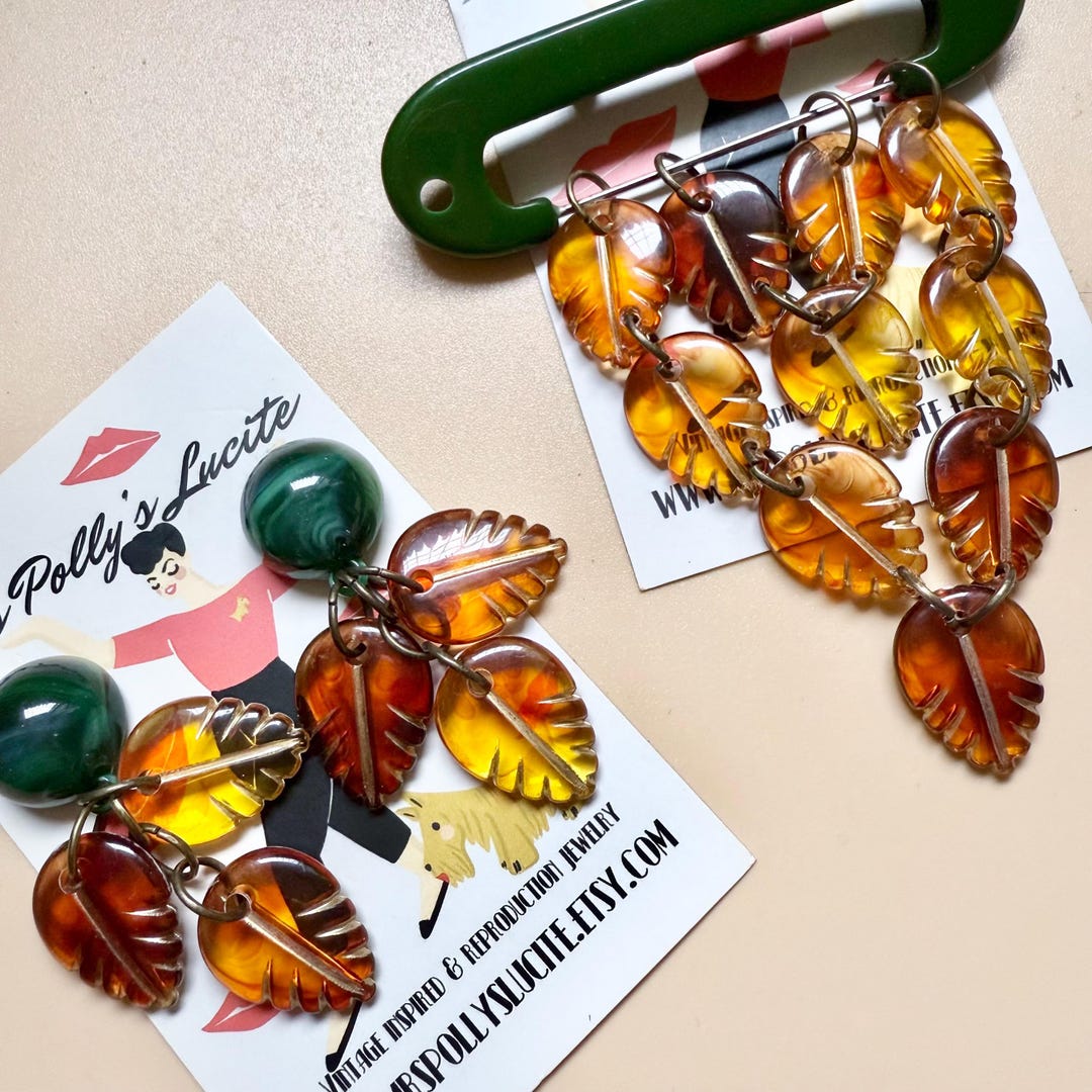 Retro Green Bakelite Fakelite Inspired Style Brooch and Optional ...