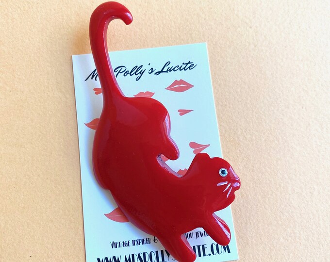 Go Cat Go Pin Brooch - Fakelite - Vintage Bakelite Reproduction ...