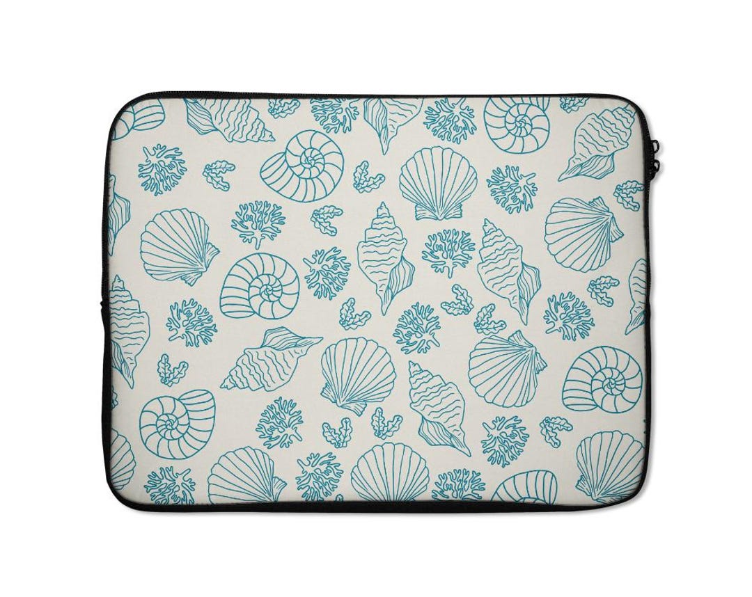 Seashell Coral Reef Laptop Sleeve | Line Art Beach Ocean Sea Shell ...
