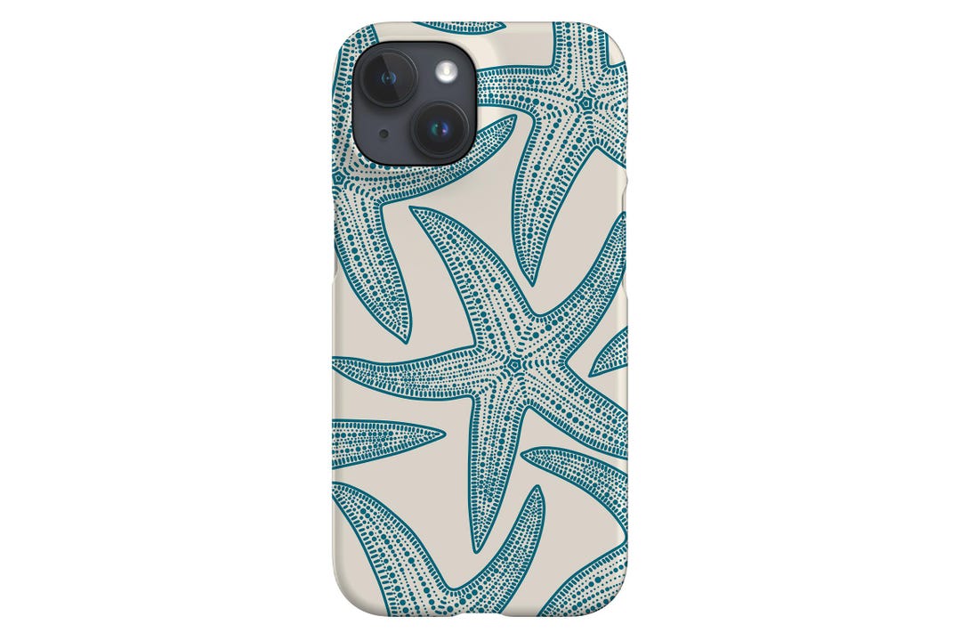 Oversized Starfish Phone Case: Beige Blue Beach Design for Iphone ...
