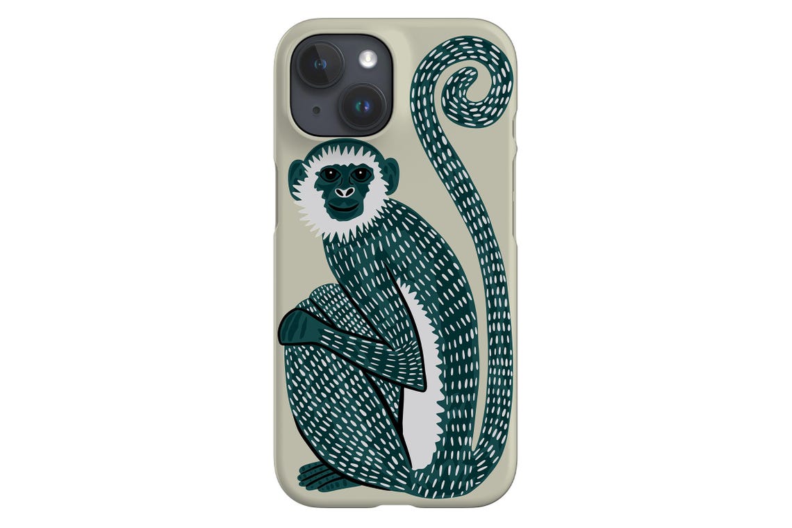 Mint Monkey Phone Case: Jungle Animal Print - Etsy