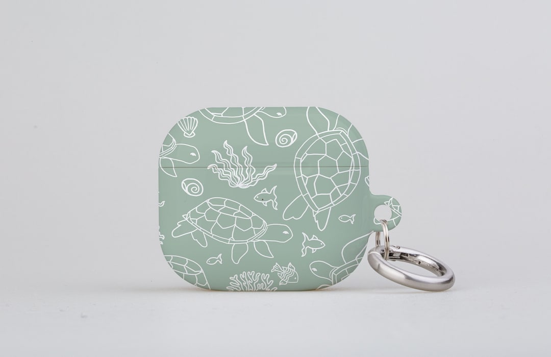 Line Art Turtle Airpods Case: Mint Green Sea Animal Cover - Etsy