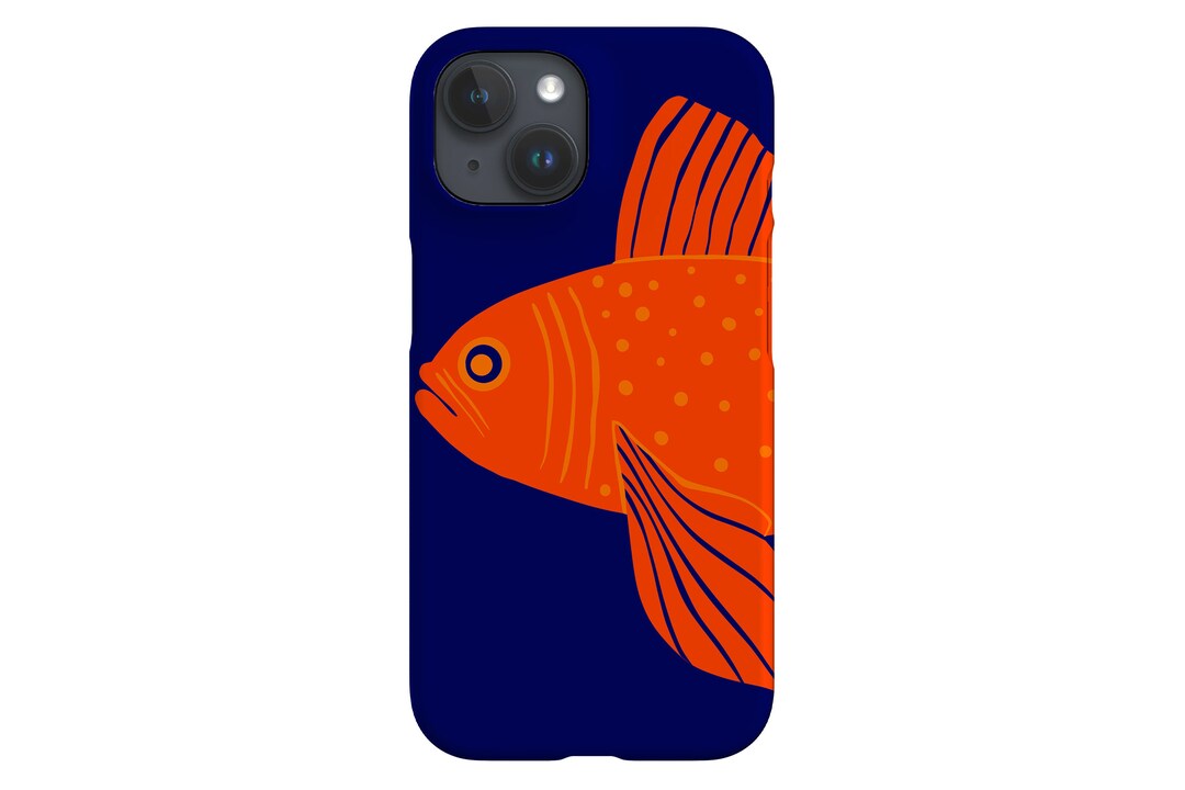 Goldfish Phone Case: Bold Orange Fish; Dark Blue - Etsy UK